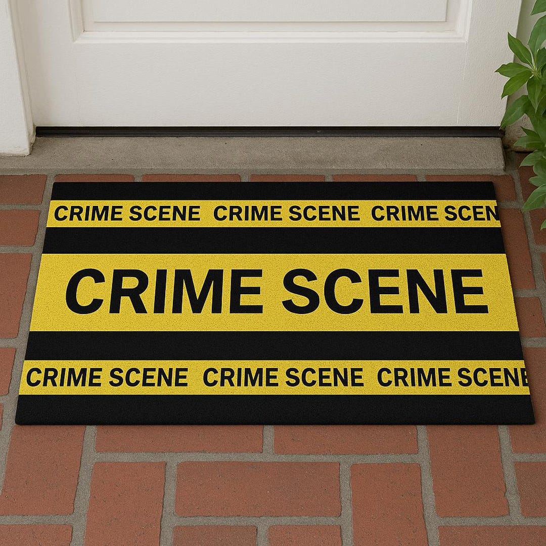 Crime Scene Doormat – Funny Welcome Mat, Bold Yellow Black Rug ...