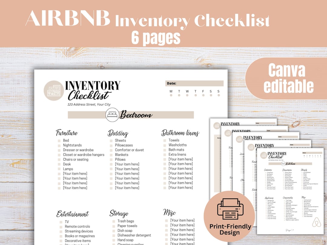 Airbnb Inventory Checklist - Airbnb Signage, Vacation Rental, Wifi Sign ...