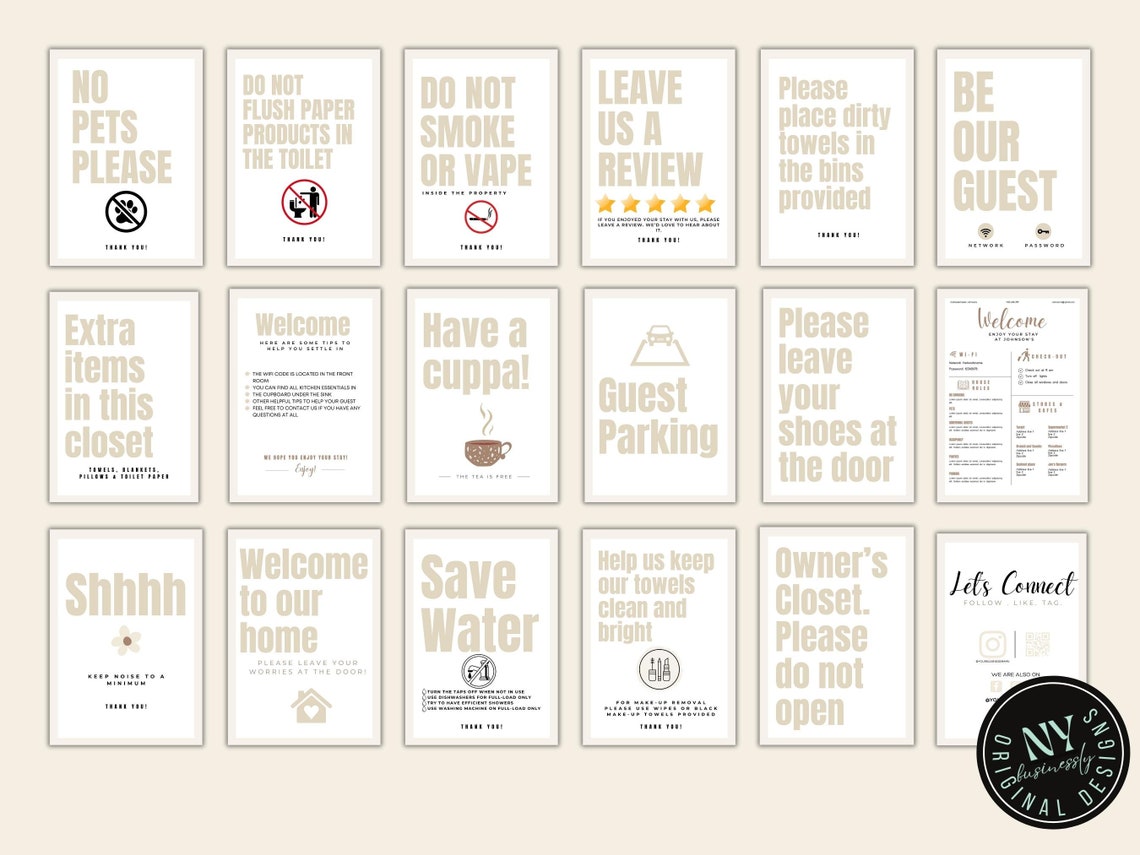 Airbnb Signs Bundle Airbnb Host Bundle Welcome Book Template Airbnb ...