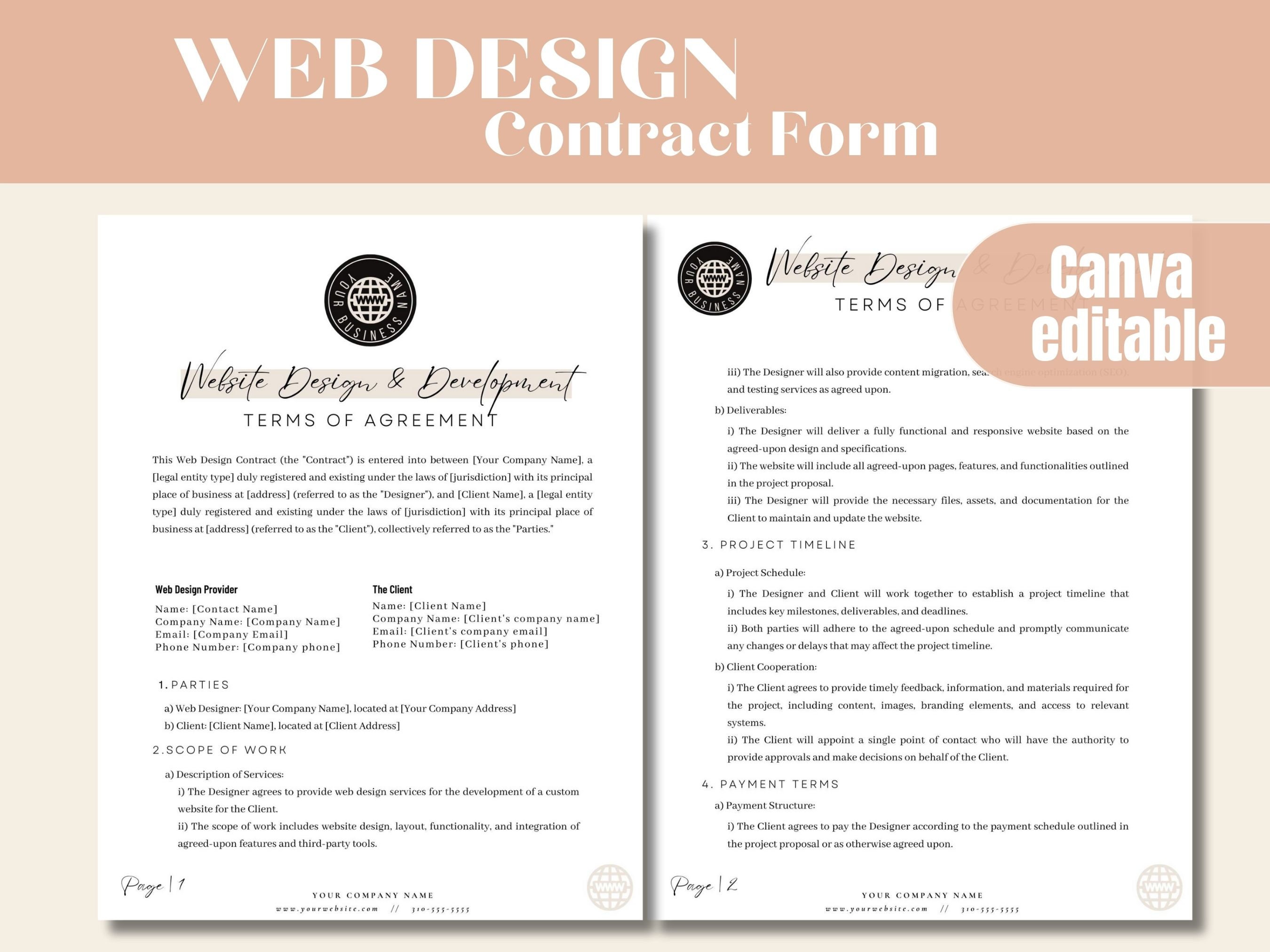 Web Design Contract Form - Template, Web Design Terms of Agreement ...