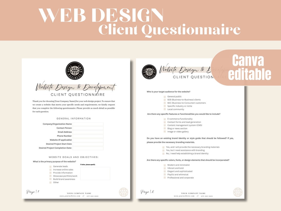 Web Design Client Questionnaire - Template, Web Design Agreement ...