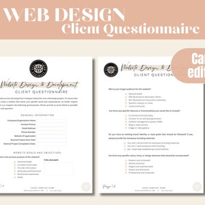 Web Design Client Questionnaire - Template, Web Design Agreement ...