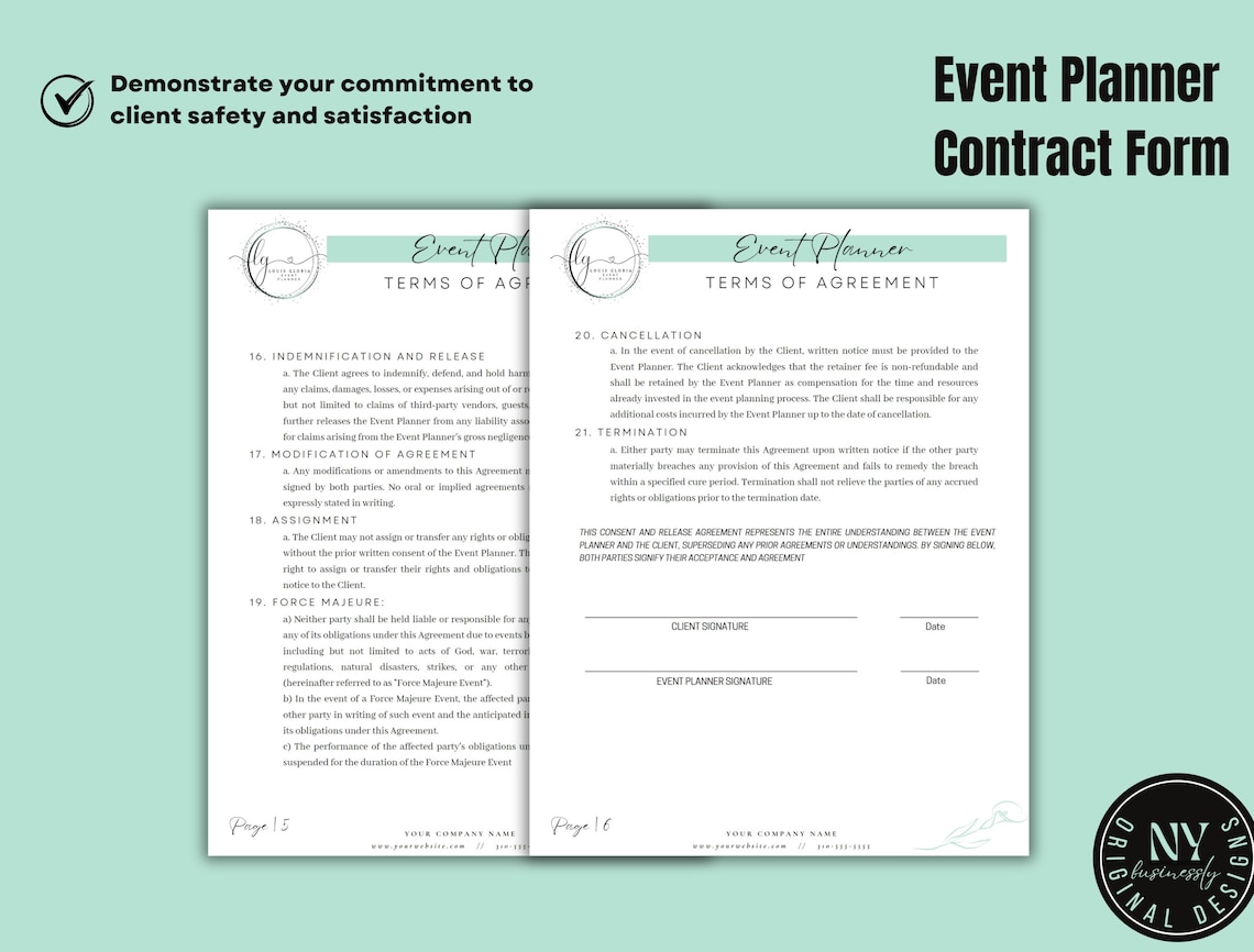 Event Planning Contract Form - Event Planner, Event Agreement, Service ...