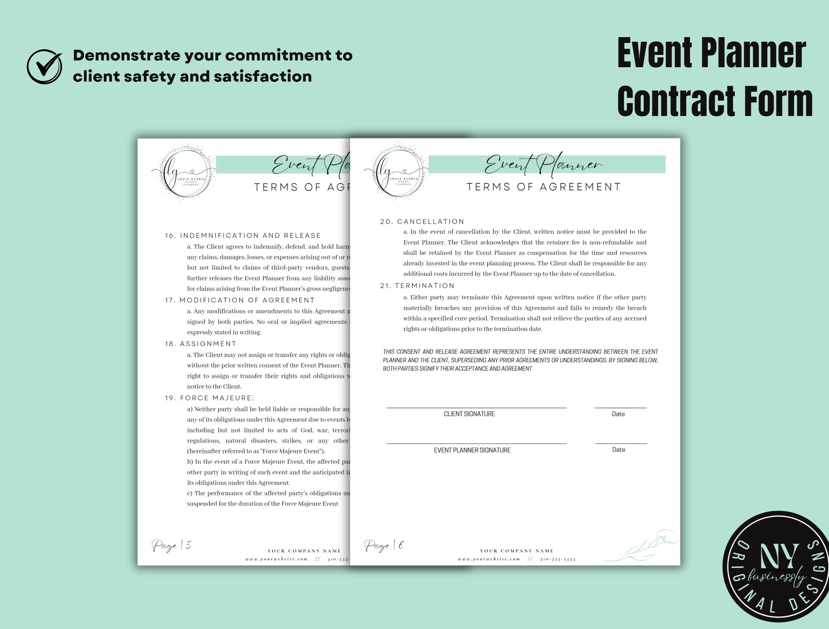 Event Planning Contract Form - Event Planner, Event Agreement, Service ...