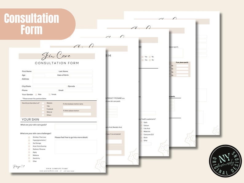 Esthetician Forms Bundle - Skin Care Templates, Editable in Canva (PDF ...