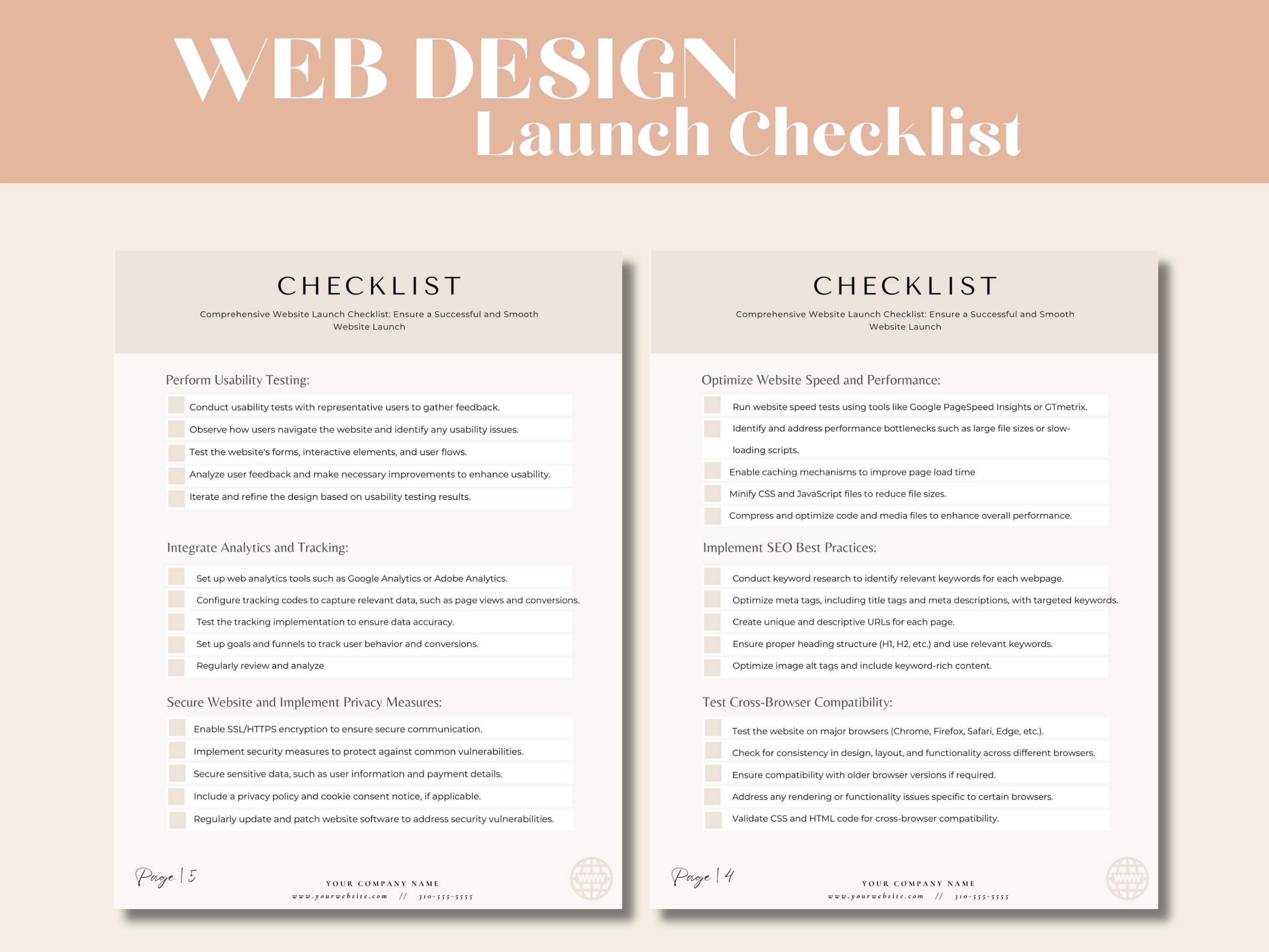 Website Launch Checklist - Web Design Template, Web Design Agreement ...