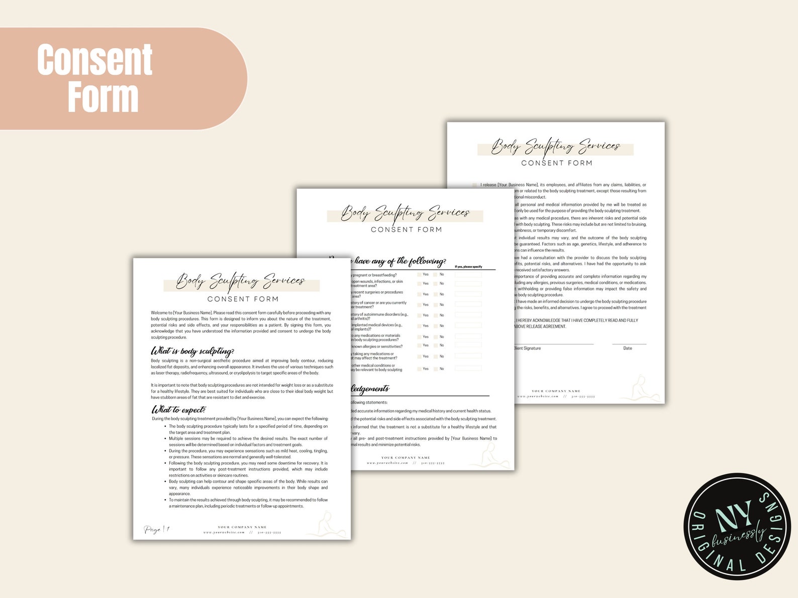 Body Sculpting Forms Bundle- Consent Form, Pre-treatment Instructions ...