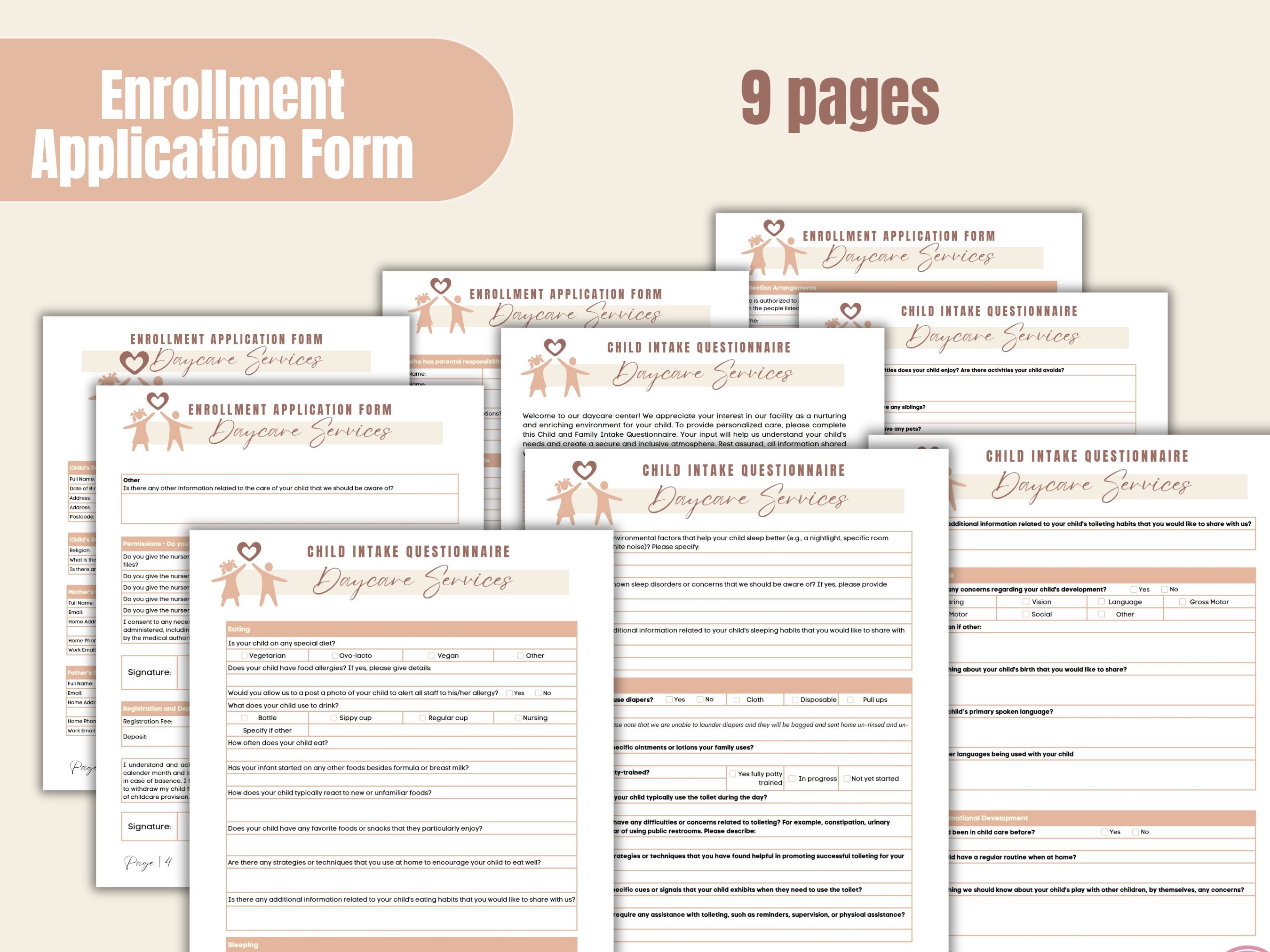 Daycare Business Bundle Daycare, Child Intake Form, Daycare Contract ...