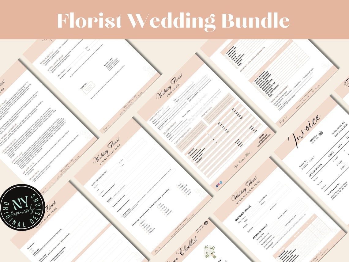 Florist Wedding Bundle - Wedding Order Form, Florist Client Form, Canva ...