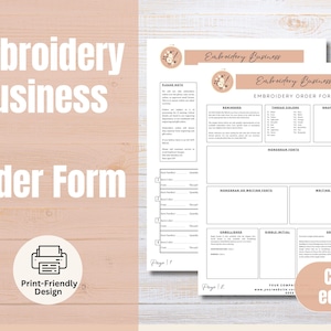 Embroidery Order Form, Small Business Order Form, Embroidery, Canva ...