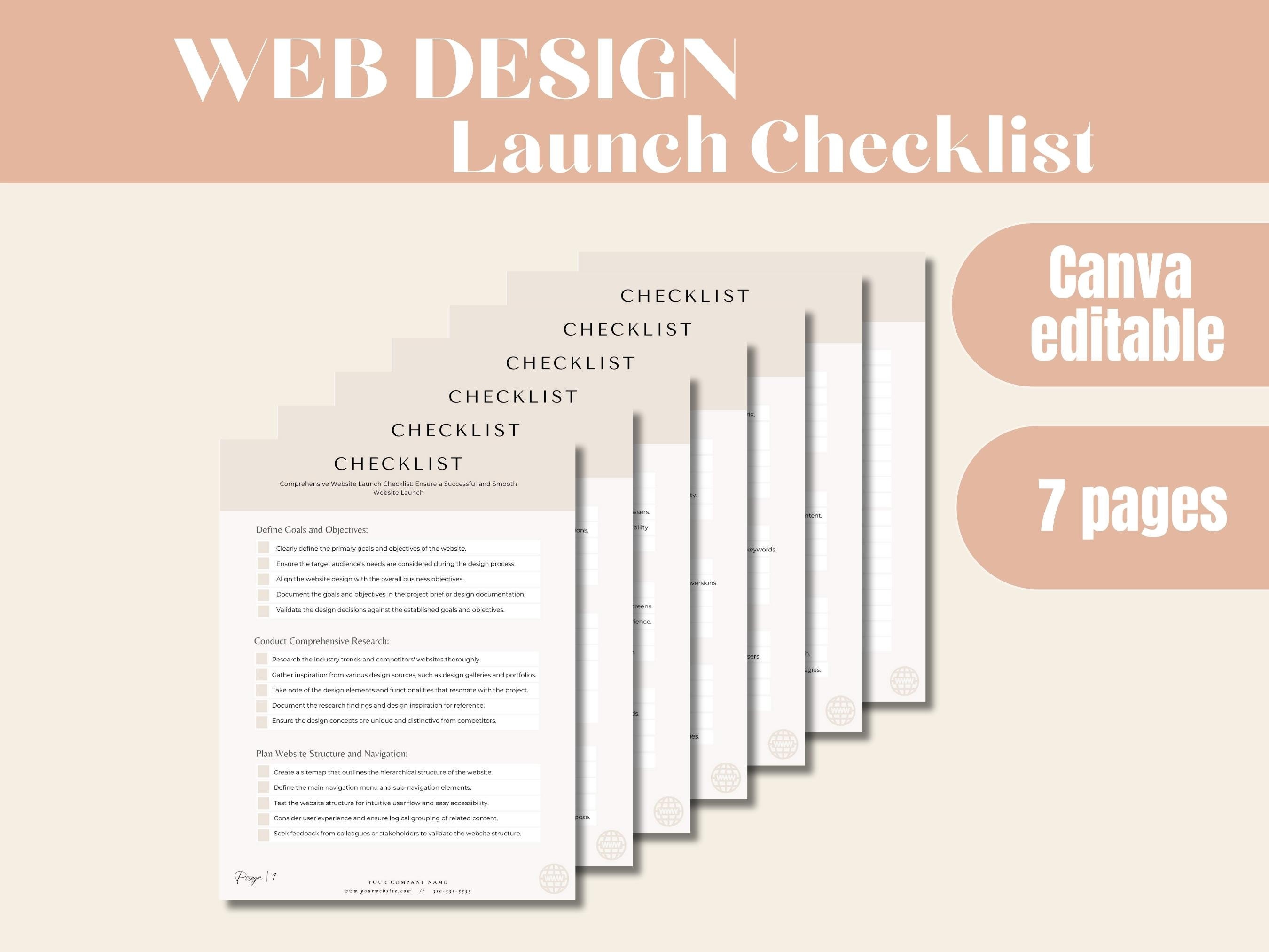 Website Launch Checklist – Web Design Client Onboarding (canva Editable ...