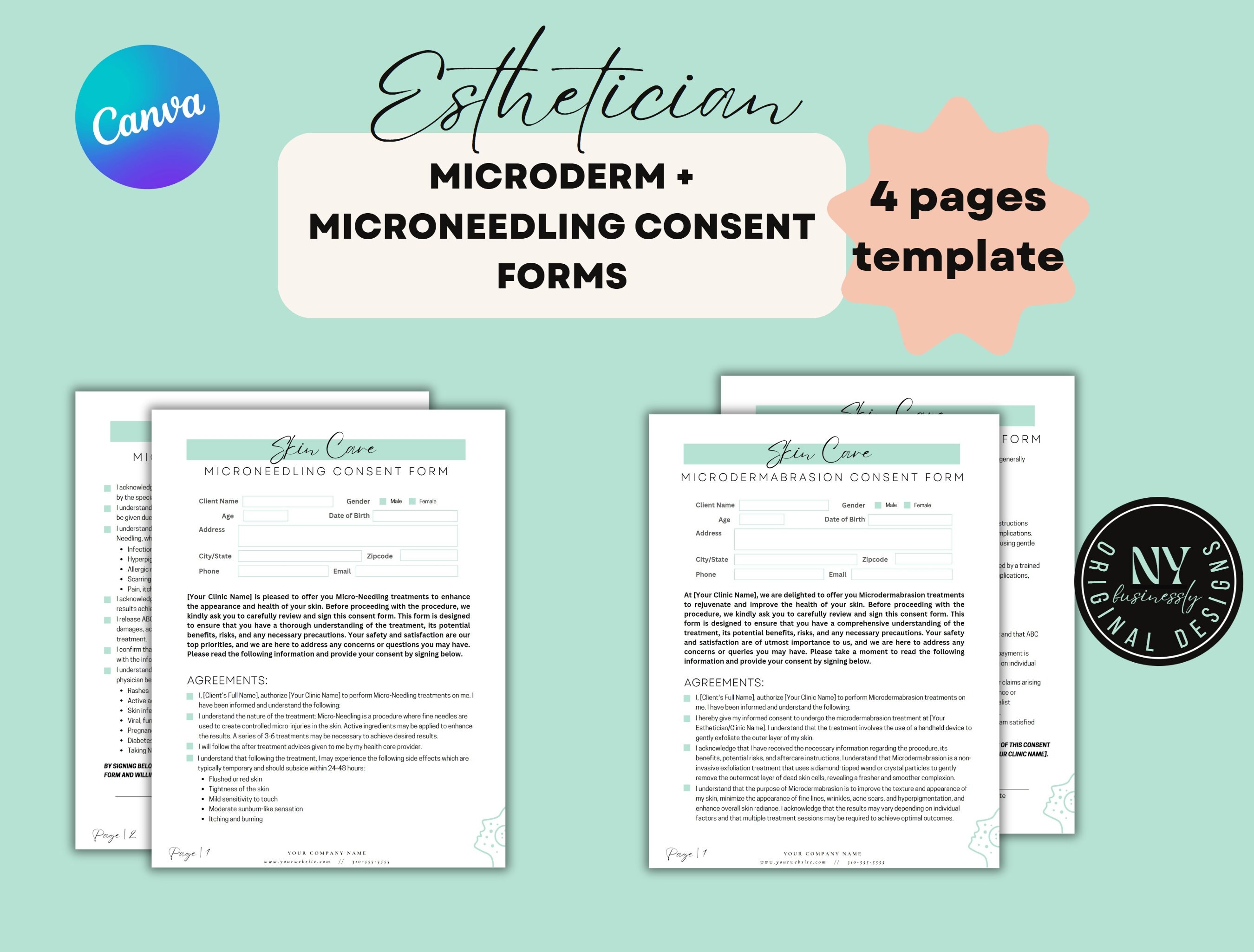 Microderm Consent Form Microneedling Consent Esthetician - Etsy UK