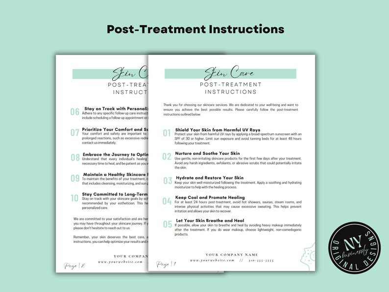 Esthetician Aftercare Card Pre-treatment Post-treatment - Etsy