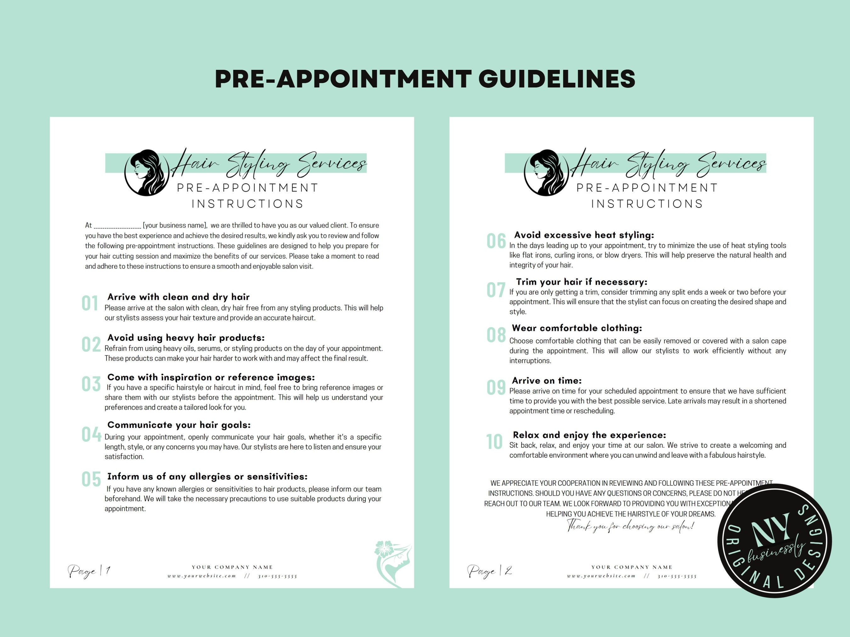 Hair Styling Forms Bundle Liability Form Pre-treatment - Etsy