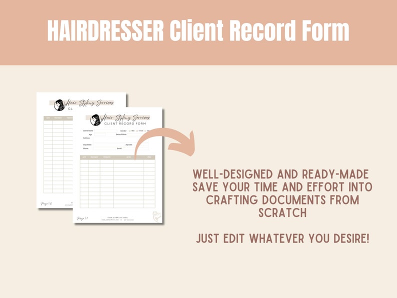 Hairdresser Client Record Form – Salon Consent Template (canva Editable ...