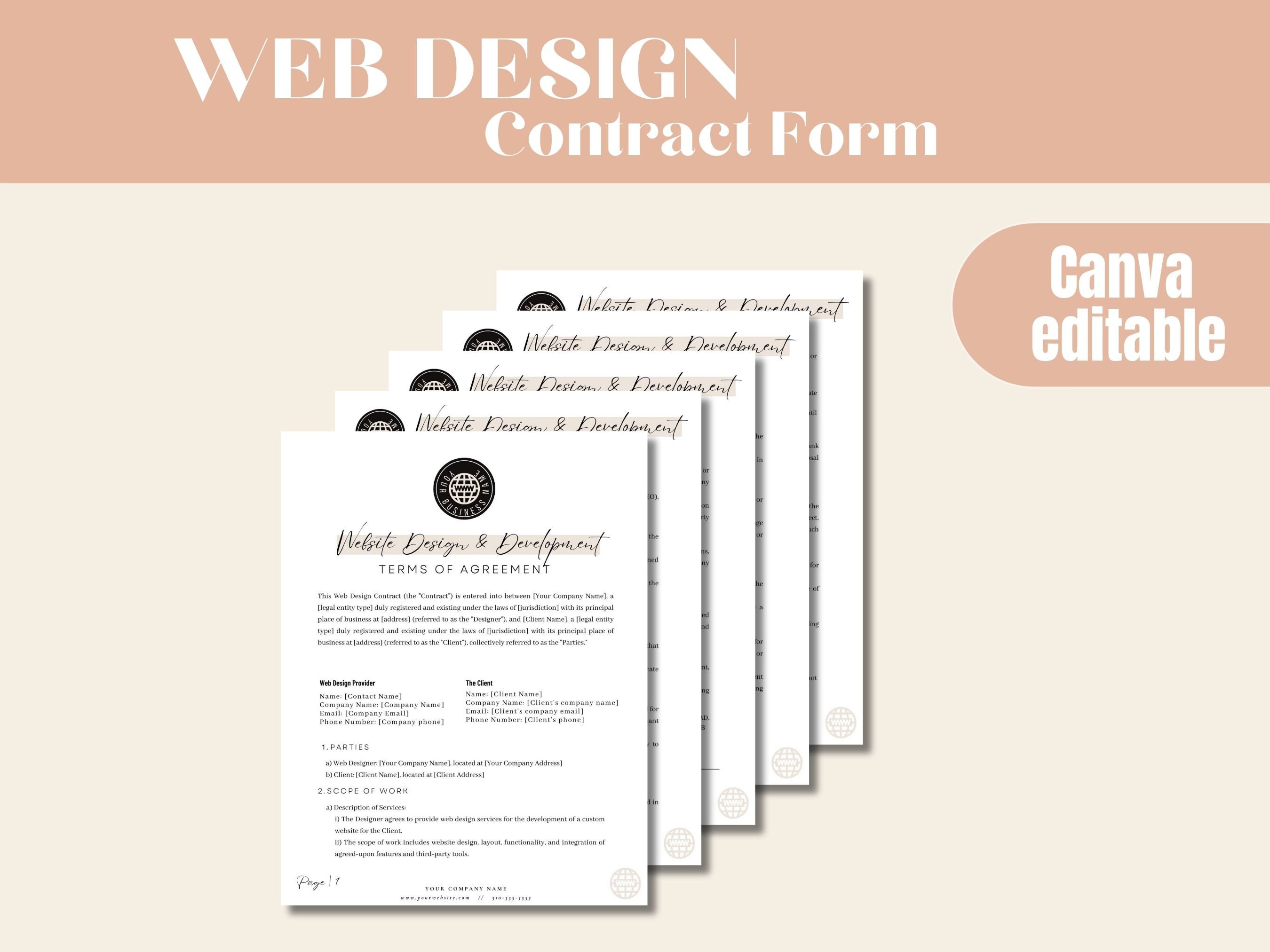 Web Design Contract Form Template, Web Design Terms of Agreement ...