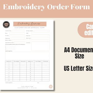 Embroidery Business Customer Design Approval Form, Small Business Order ...
