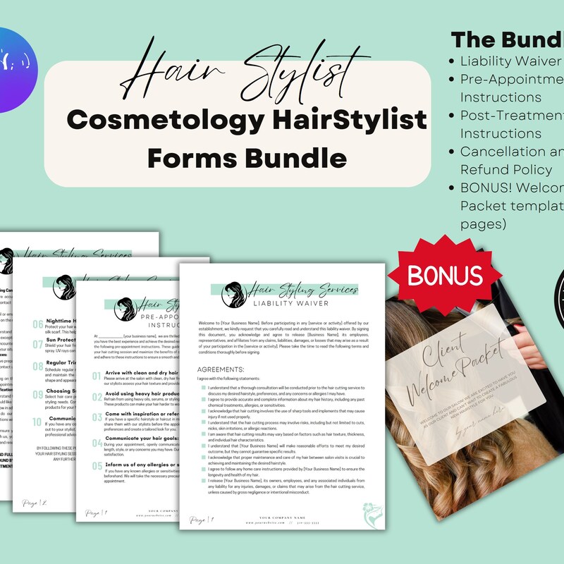 Hair Salon Forms - Etsy