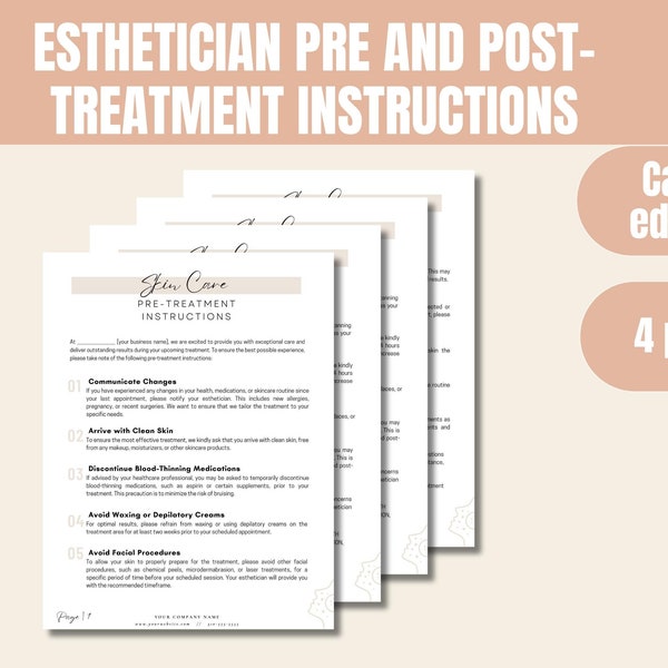 Pre and Post Care Card Template - Etsy