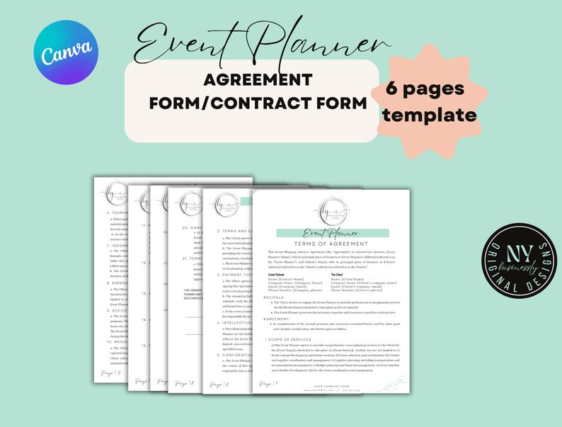 Event Planning Contract Form - Event Planner, Event Agreement, Service ...