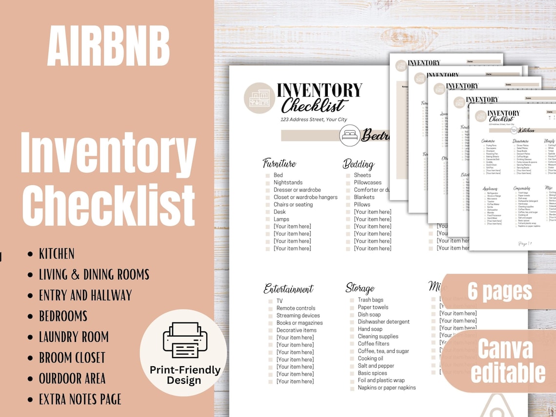 Airbnb Inventory Checklist Airbnb Signage Vacation Rental - Etsy