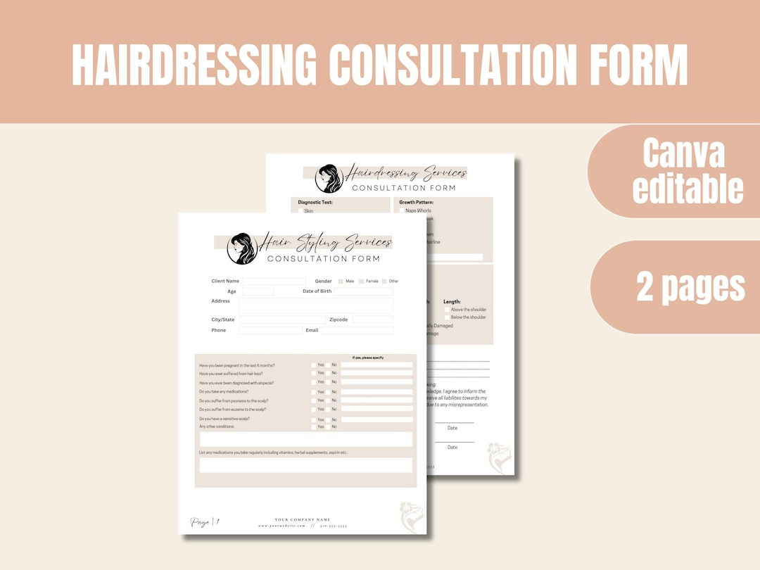 Professional Hair Stylist Consultation Form, Color Correction, Perm ...