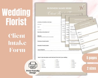 Florist Wedding Bundle - Wedding Order Form, Florist Client Form, Canva ...