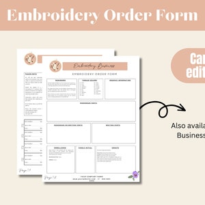 Embroidery Business Customer Design Approval Form, Small Business Order ...