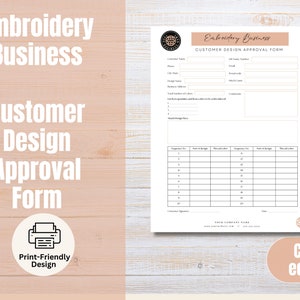 Embroidery Business Customer Design Approval Form, Small Business Order ...