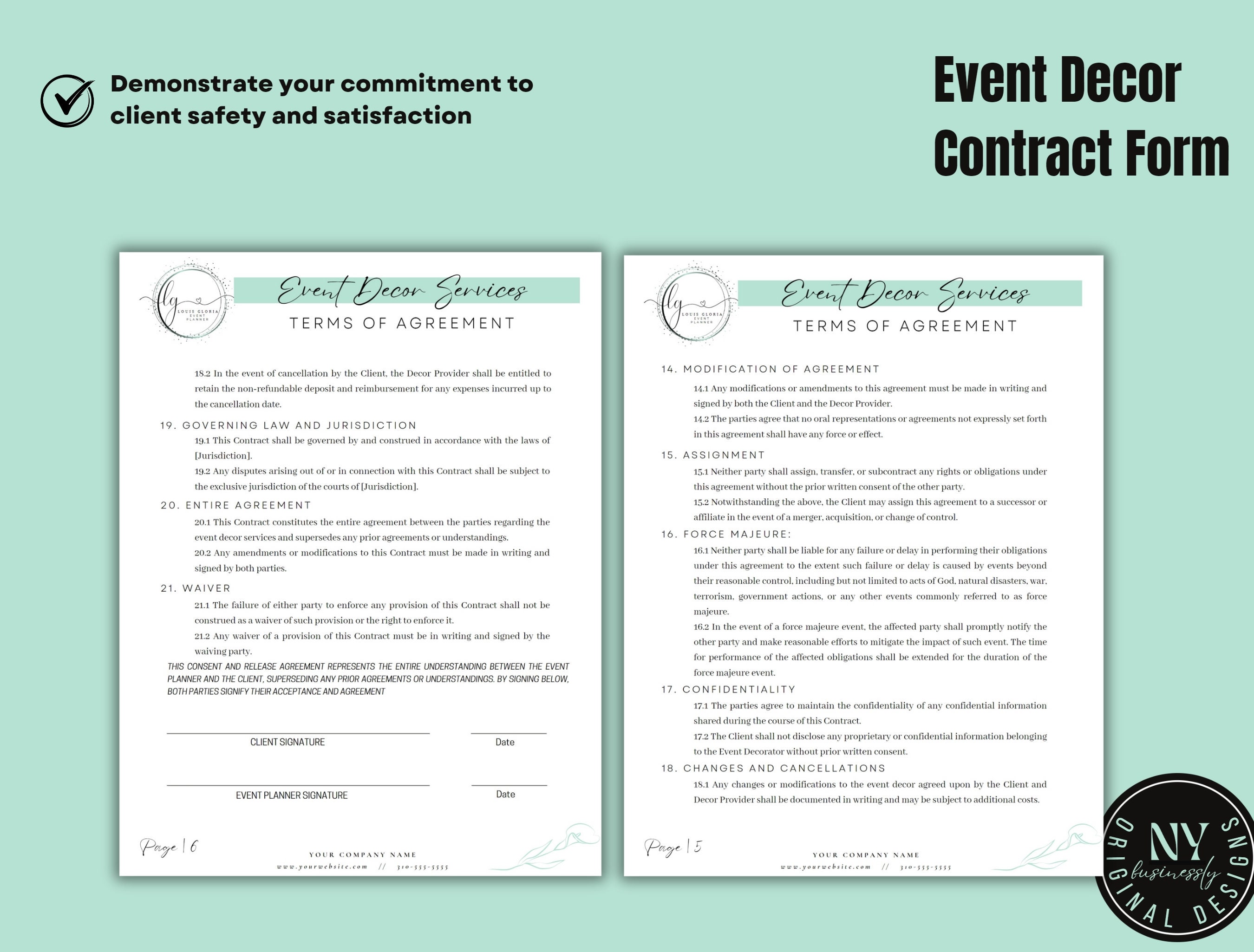 Event Decor Contract Form - Event Planner, Event Agreement, Service ...