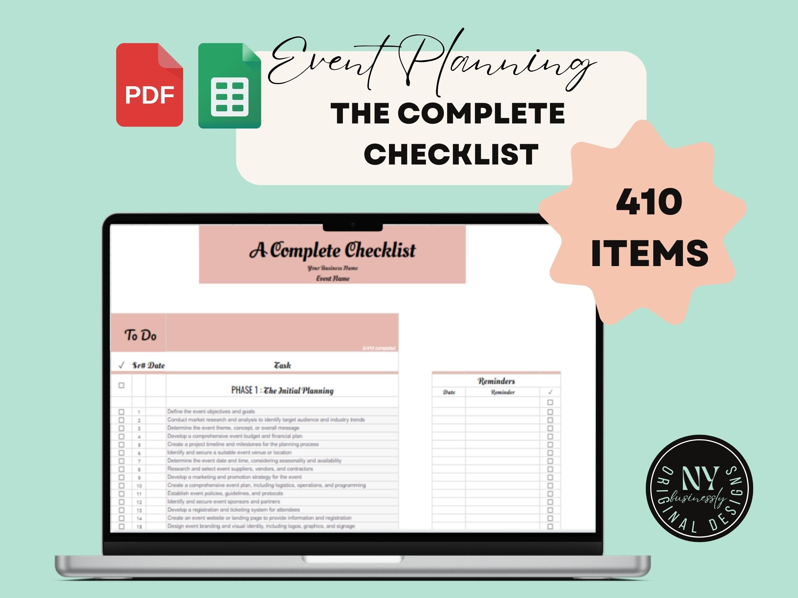 Event Planner, Party Checklist Checklist Template, Workflow, Service ...