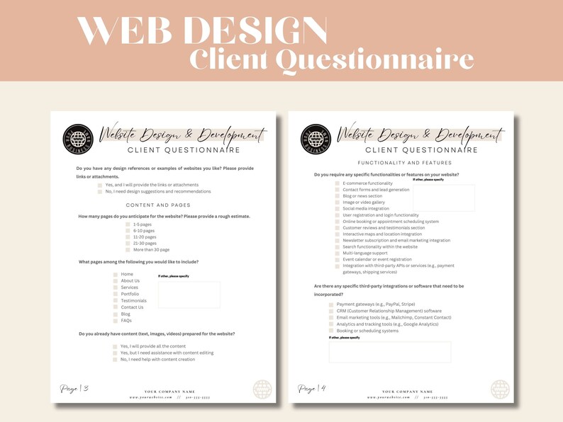 Web Design Client Questionnaire - Template, Web Design Agreement ...