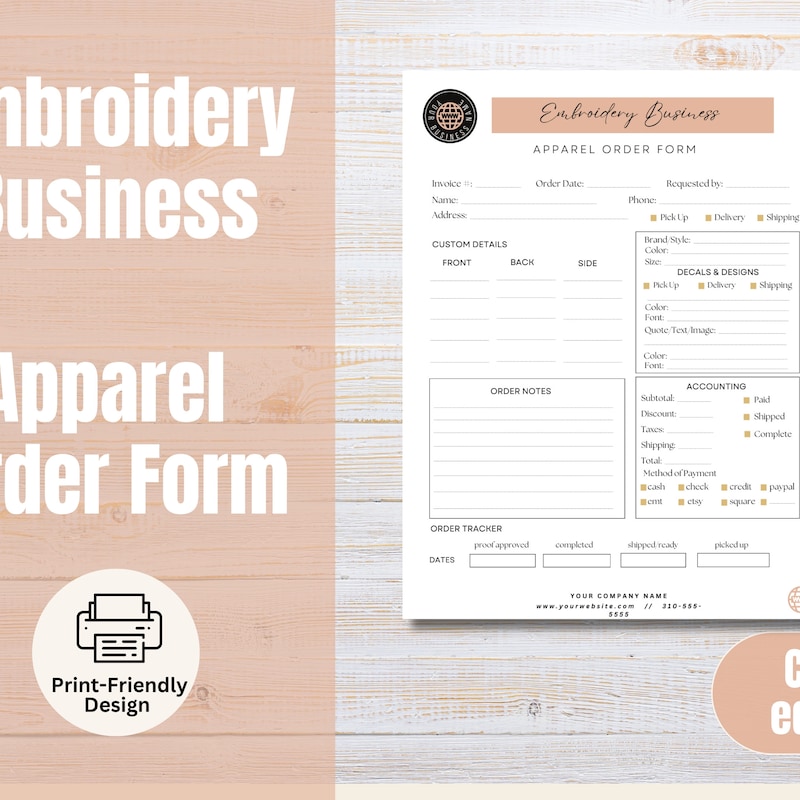 Embroidery Order Form - Etsy