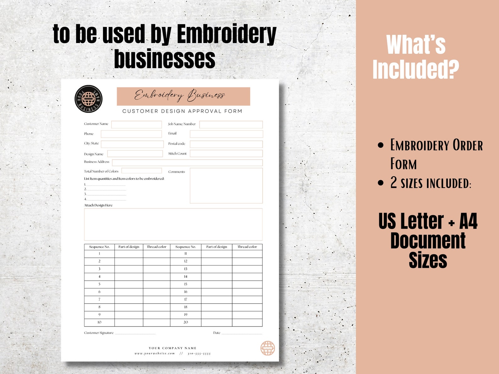 Embroidery Business Customer Design Approval Form, Canva Template ...