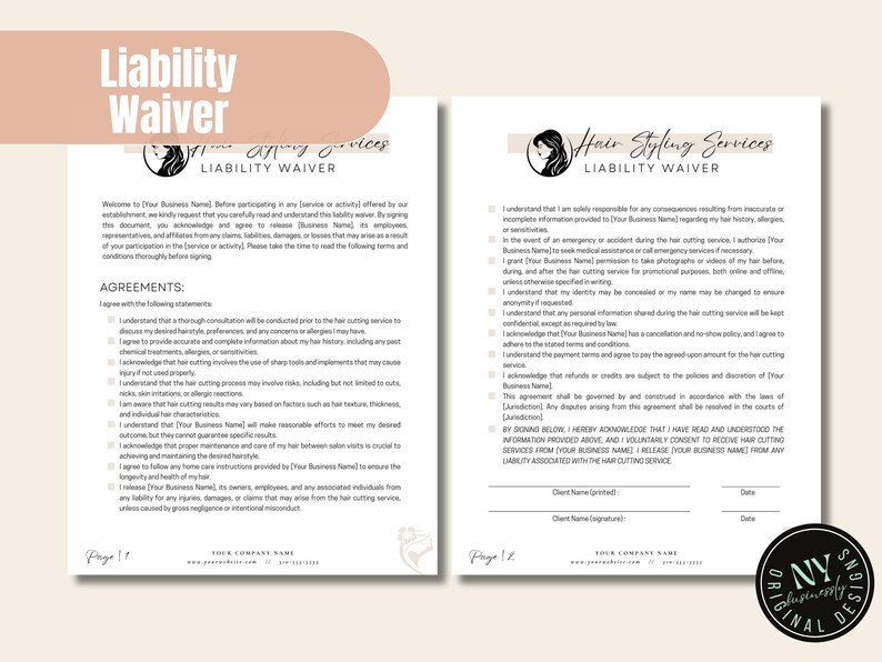 Hair Stylist Professional Forms Bundle - Liability Form, Pre-treatment ...