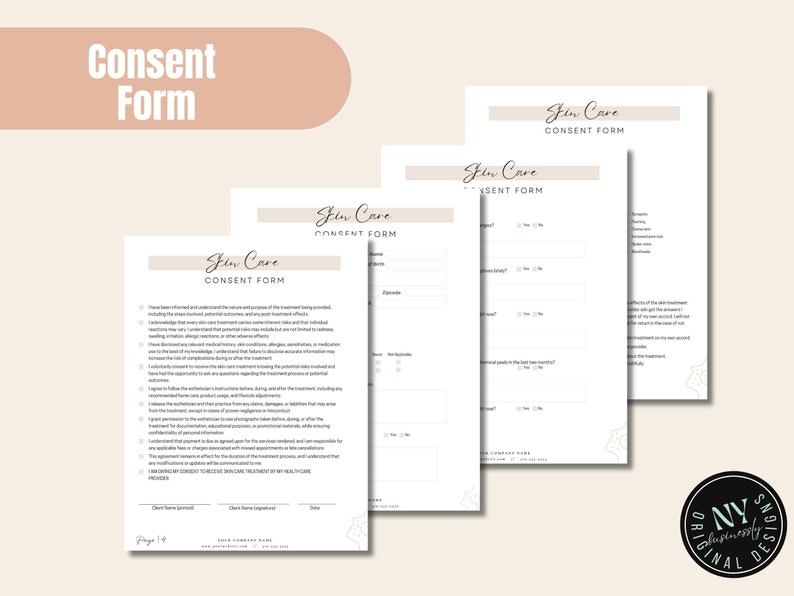 Esthetician Forms Bundle - Consent Form, Consultation Form, Skin Care ...