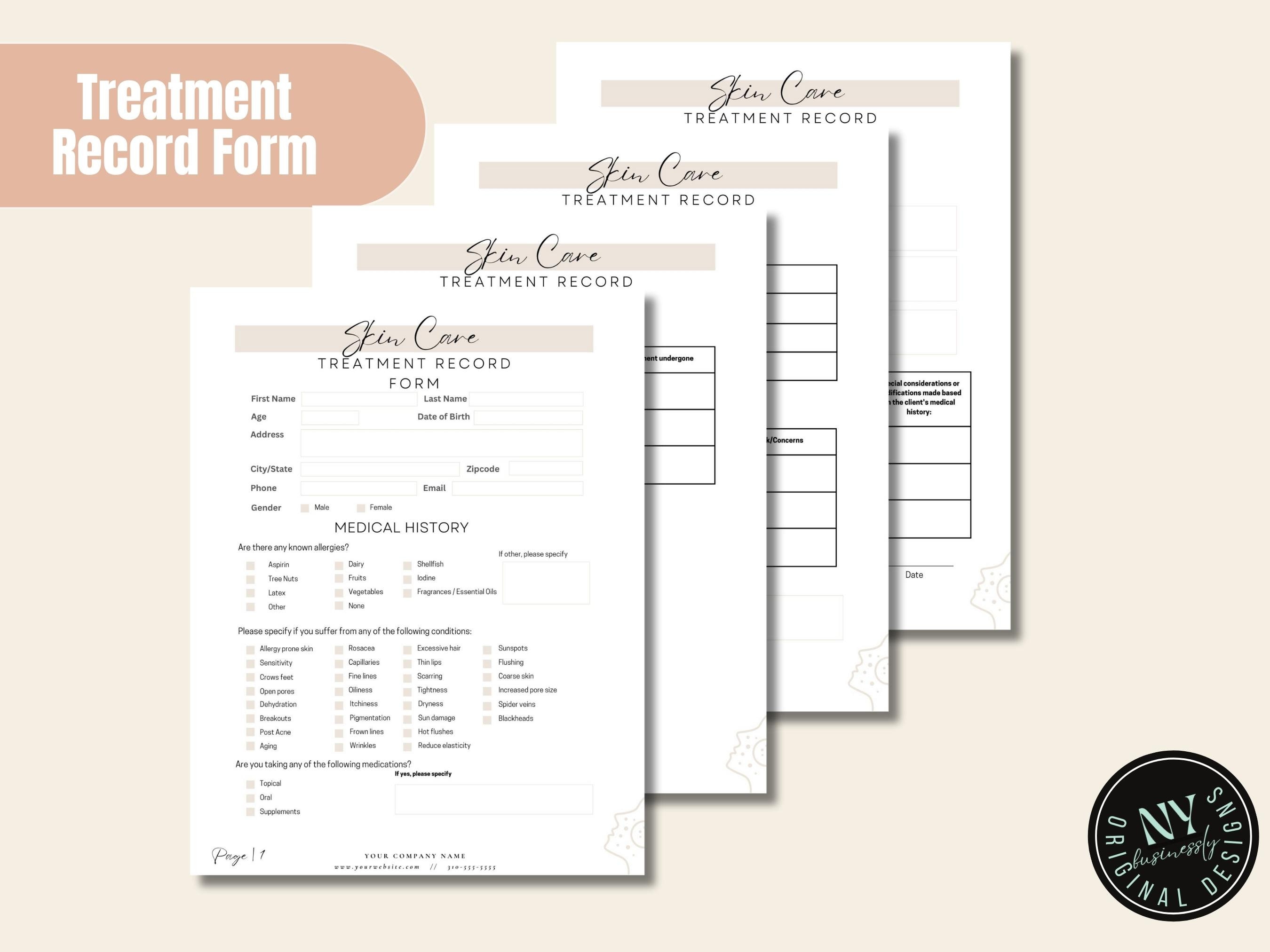 Esthetician Forms Bundle - Consent Form, Consultation Form, Skin Care ...