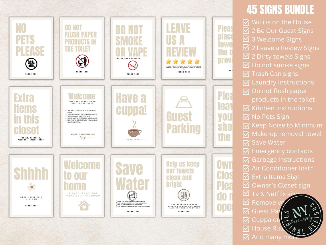 Airbnb Host Signage Bundle, Vacation Rental Templates (digital Download ...