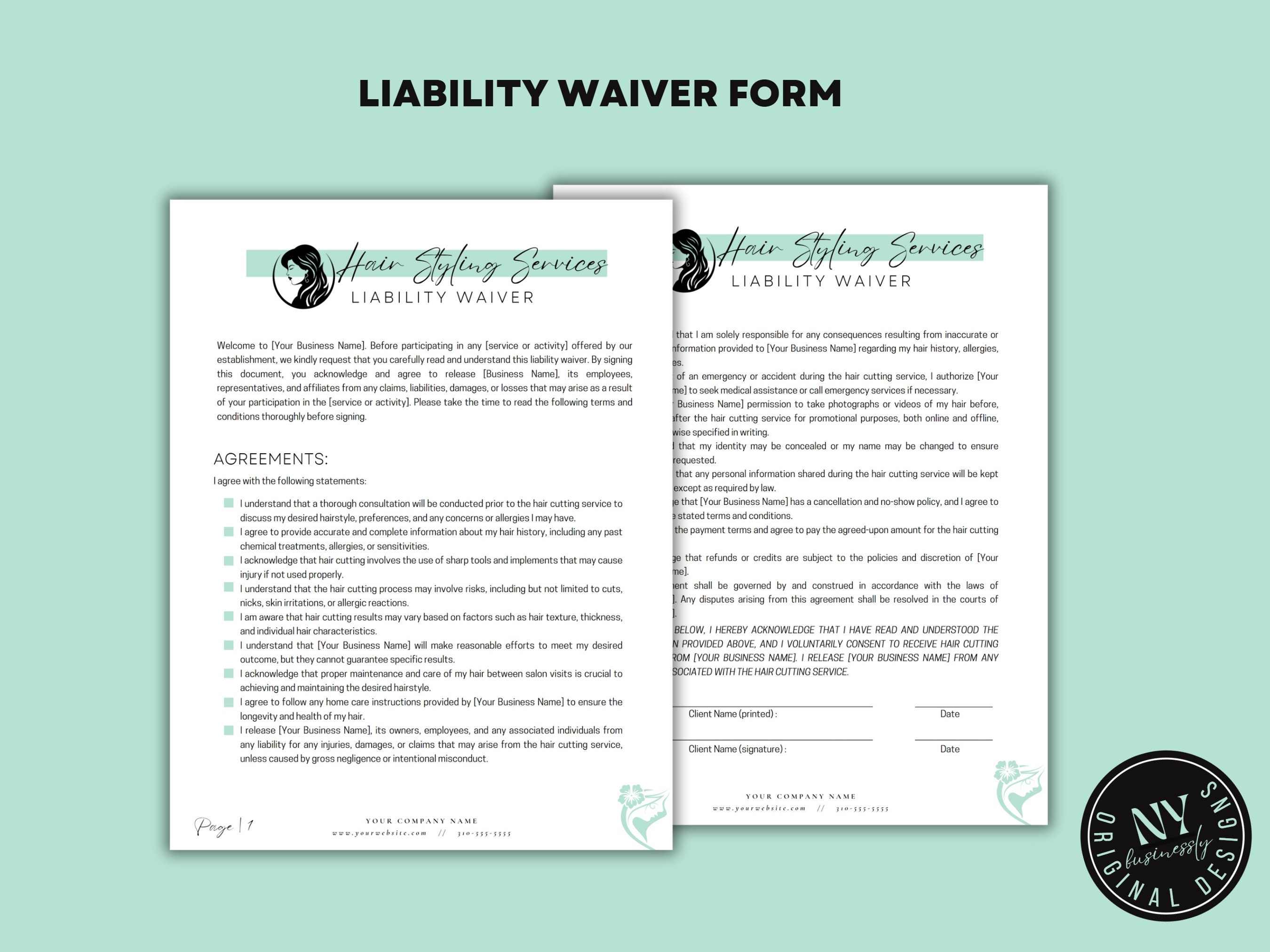 Hair Styling Forms Bundle Liability Form Pre-treatment - Etsy