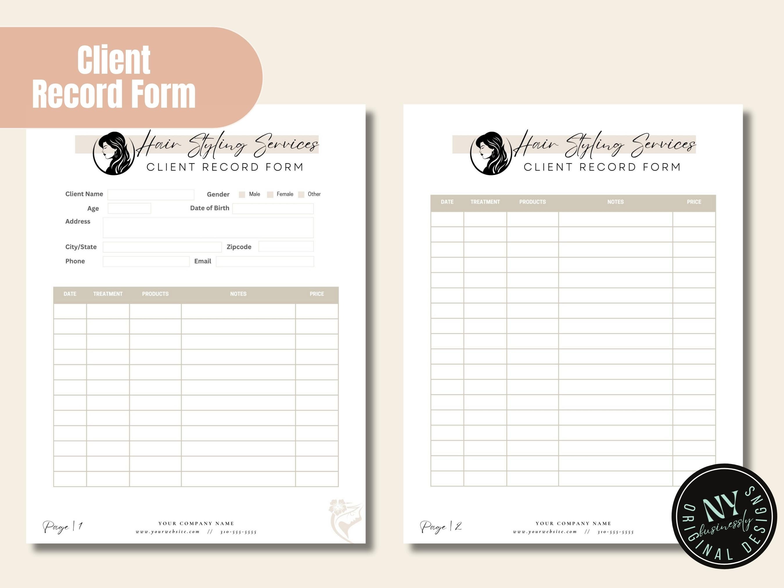 Hair Stylist Professional Forms Bundle - Liability Form, Pre-treatment ...