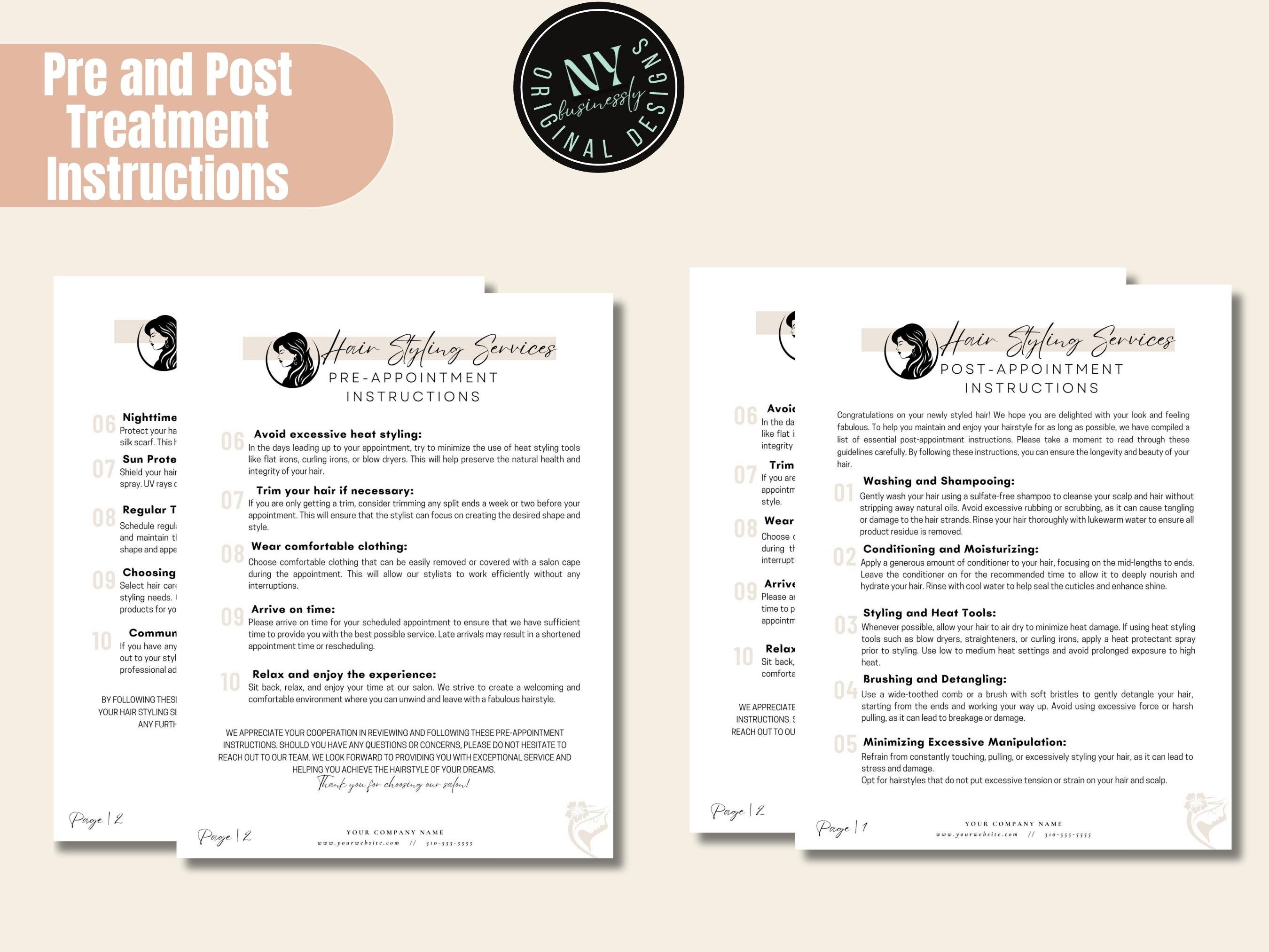 Hair Stylist Professional Forms Bundle - Liability Form, Pre-treatment ...