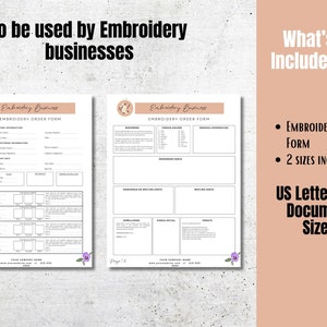 Embroidery Order Form, Small Business Order Form, Embroidery, Canva ...