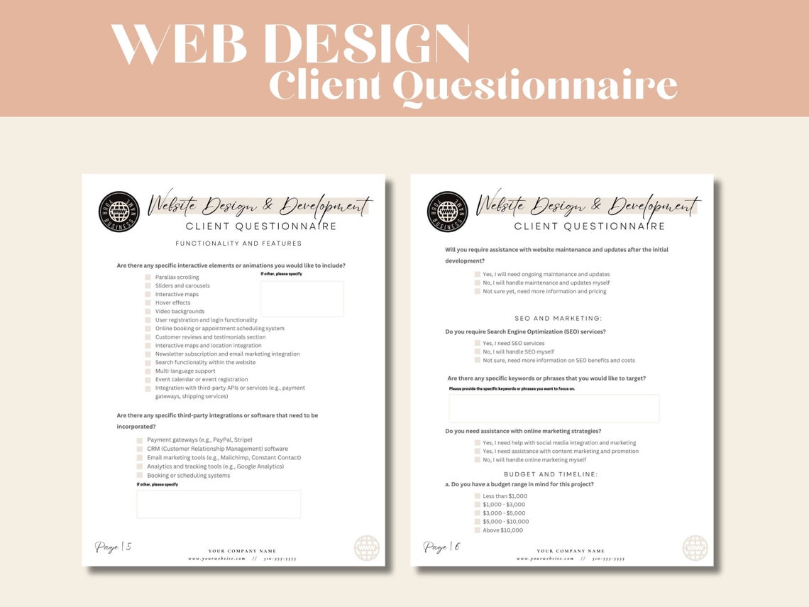 Web Design Client Questionnaire - Template, Web Design Agreement ...