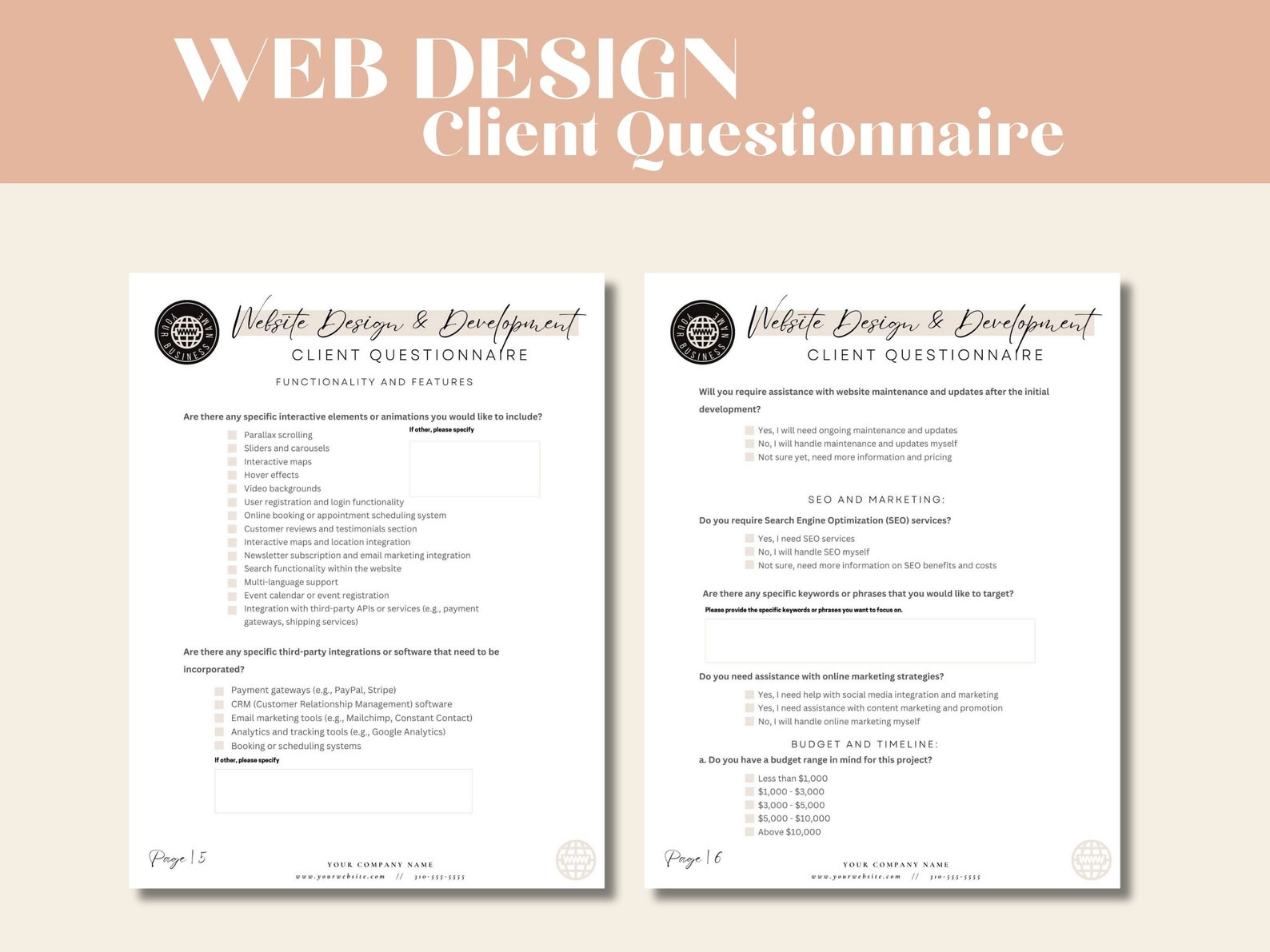Web Design Client Questionnaire - Template, Web Design Agreement ...