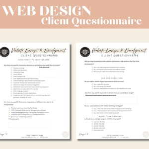 Web Design Client Questionnaire - Template, Web Design Agreement ...