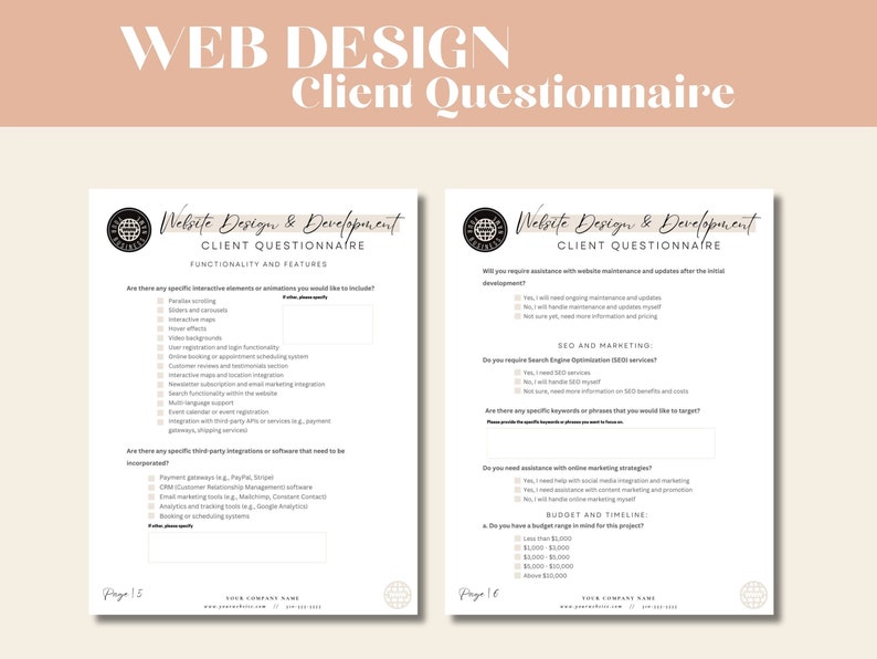 Web Design Client Questionnaire - Template, Web Design Agreement ...
