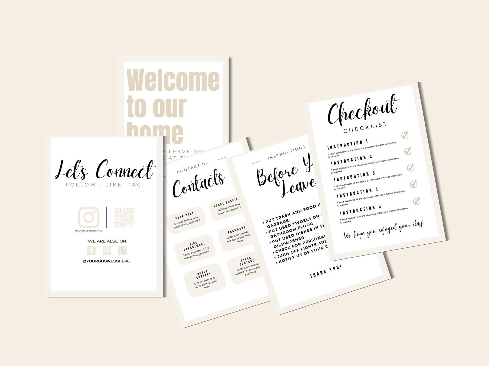 Airbnb Sign Bundle Template, Airbnb Signage, Vacation Rental, Wifi Sign ...