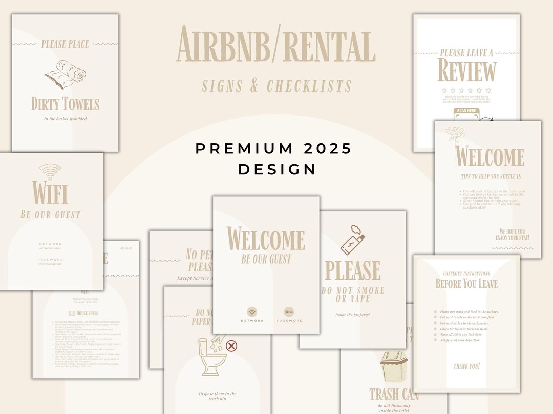 Airbnb Host Signs Bundle | Printable Vacation Rental Templates (digital ...