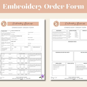 Embroidery Order Form, Small Business Order Form, Embroidery, Canva ...