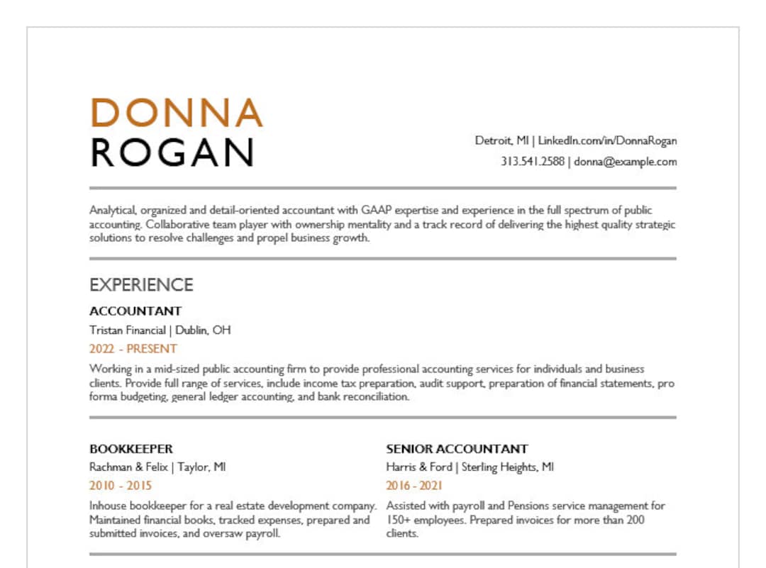 Hybrid Professional Resume Template Clean, Modern CV Design Ats ...